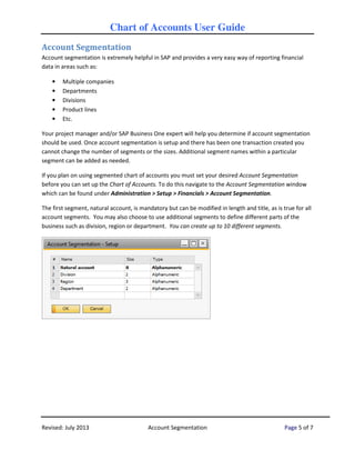 Chart of Accounts Setup in SAP Business One version 9.0 | PDF