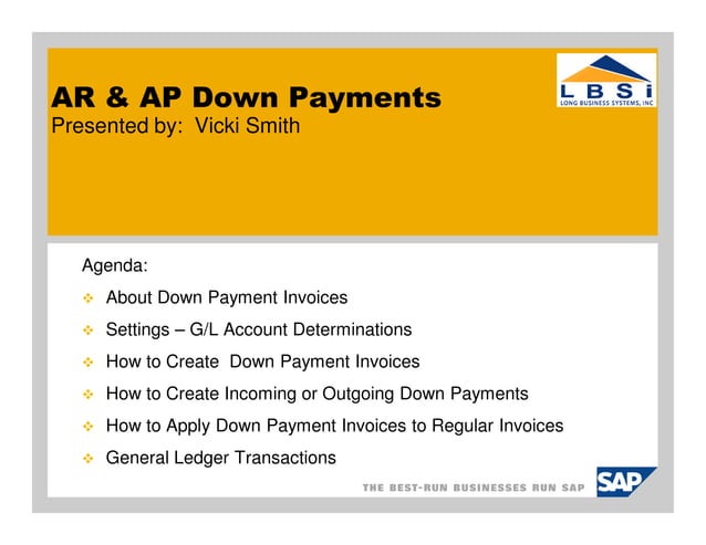 Sap business-one-down-payment-invoices-setup-and-processing | PDF ...
