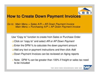 Sap business-one-down-payment-invoices-setup-and-processing | PDF