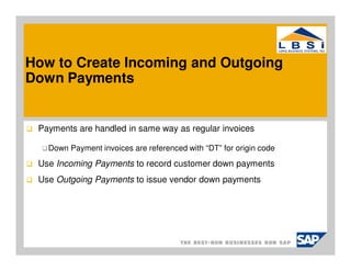 Sap business-one-down-payment-invoices-setup-and-processing | PDF
