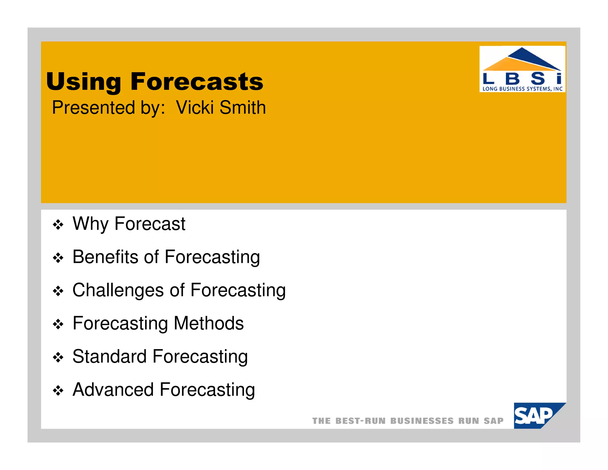 SAP Business One Forecasting | PDF