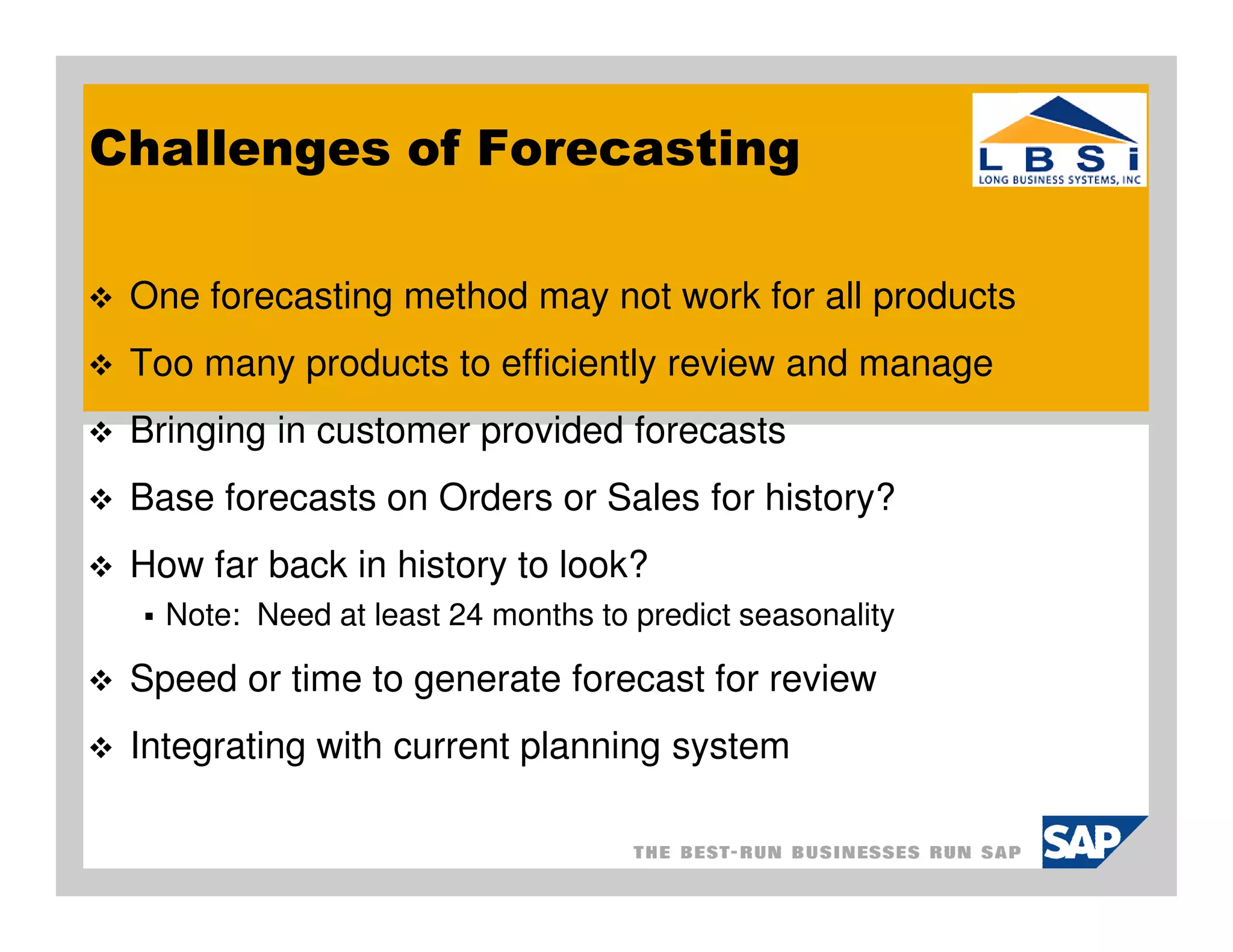 SAP Business One Forecasting | PDF