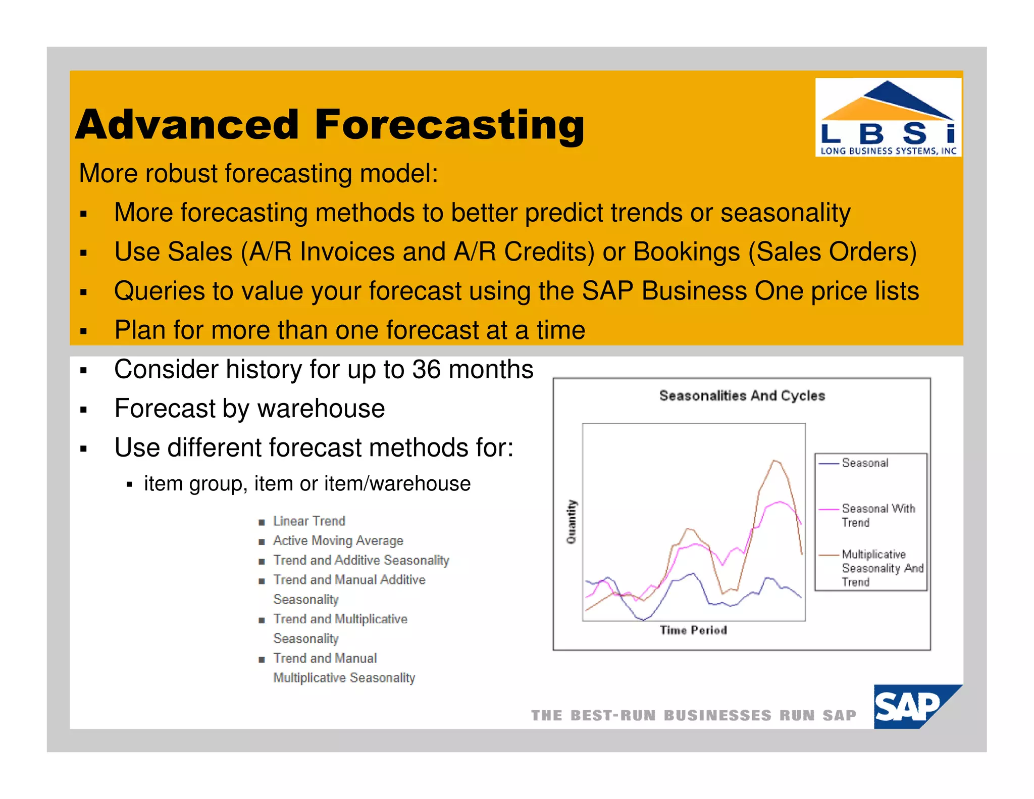 SAP Business One Forecasting | PDF