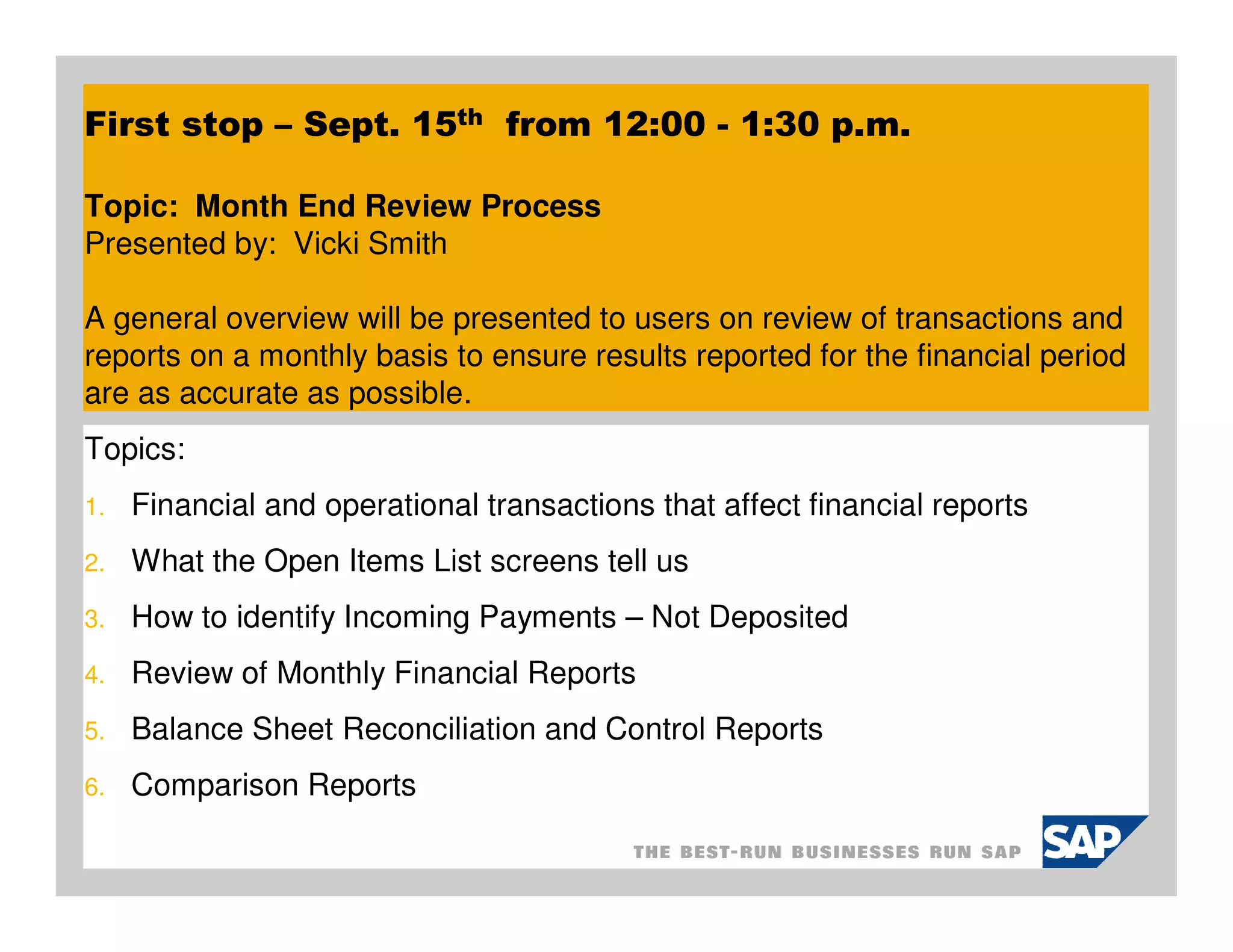 Sap business-one-month-end-processes | PDF