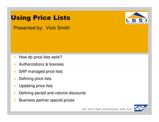How To Use Sap Business One Price Lists in 8.81