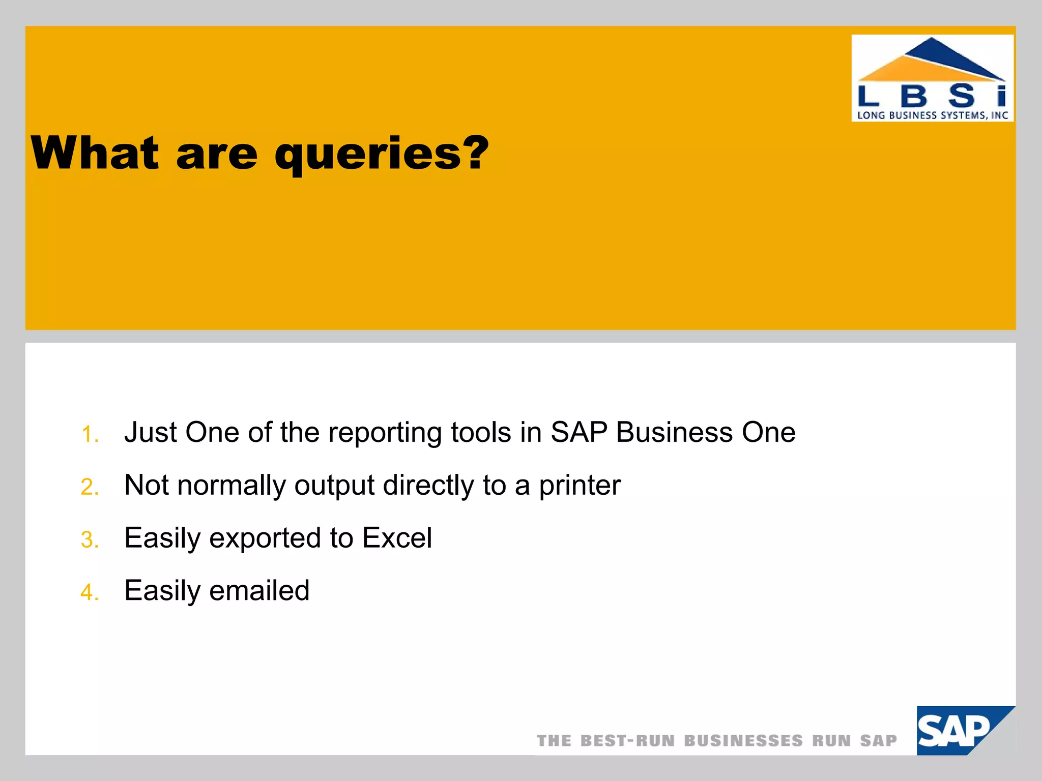 SAP Business-One-Queries-Introduction | PPT