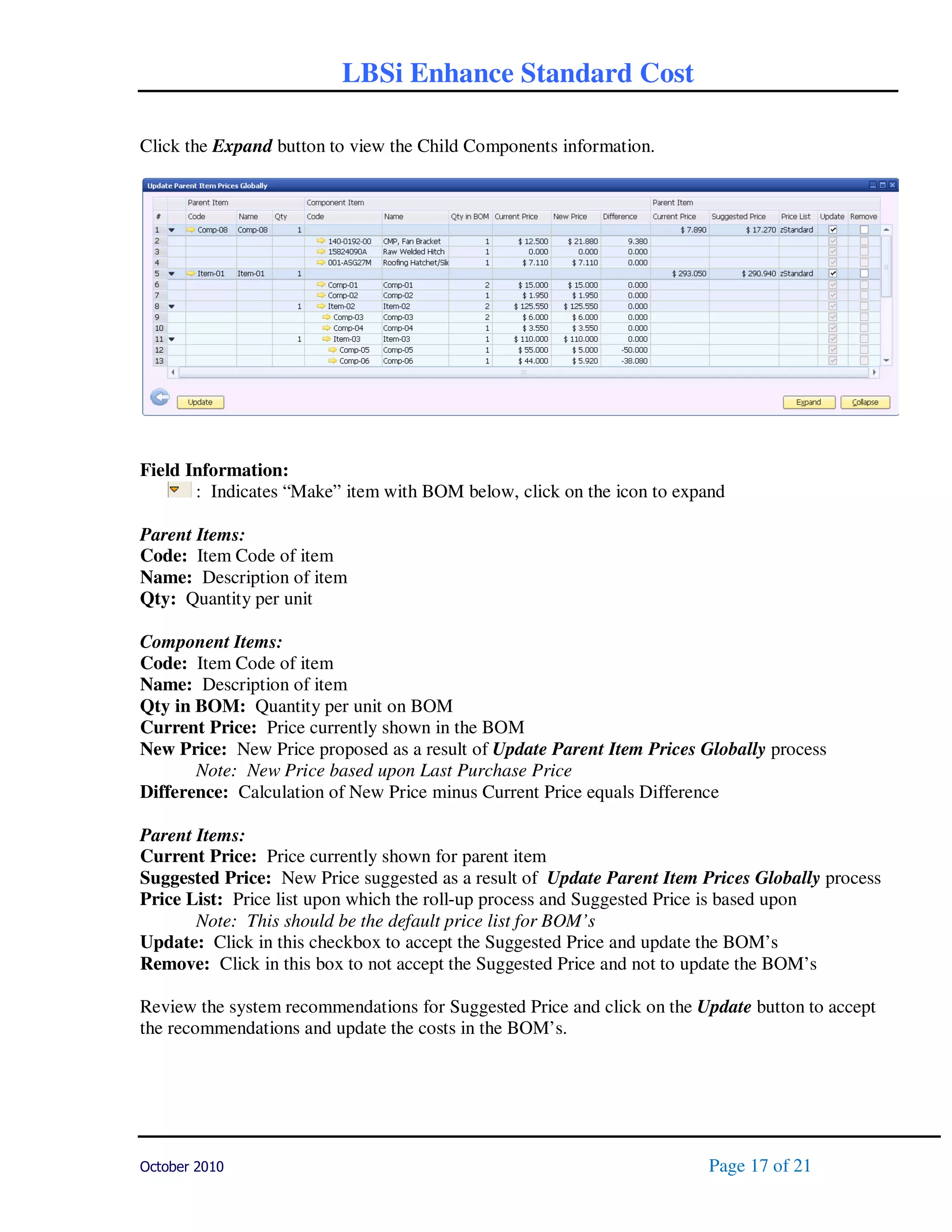 Sap business-one-standard-cost-roll-up-guide | PDF