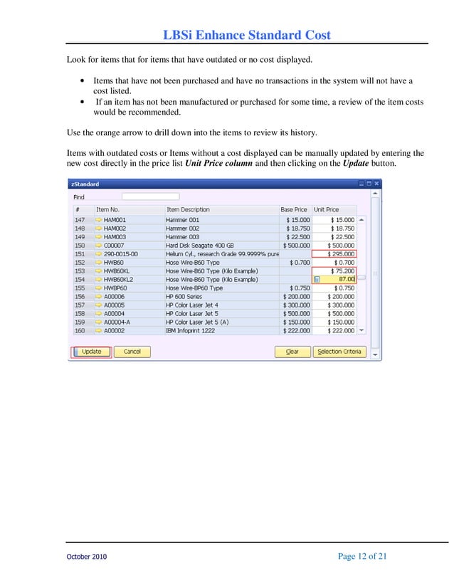 Sap business-one-standard-cost-roll-up-guide | PDF | Commodities | Economy
