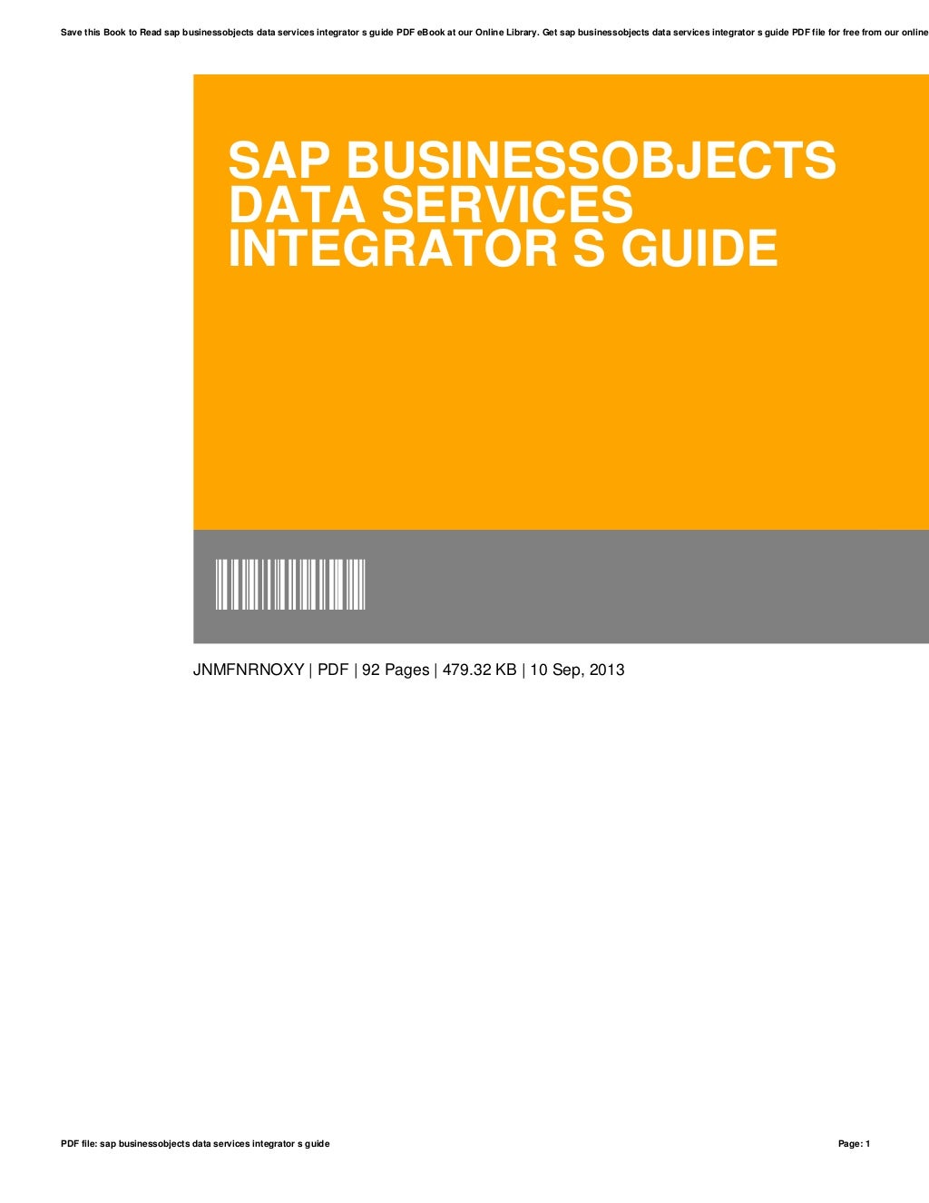 Sap businessobjects-data-services-integrator-s-guide