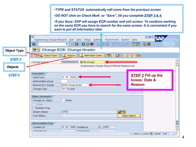 SAP Creating ECR | PPT | Technology & Computing