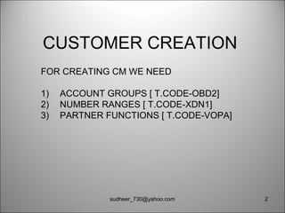 Sap customer creation | PPT