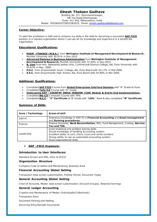 Sap FICO resume | DOCX