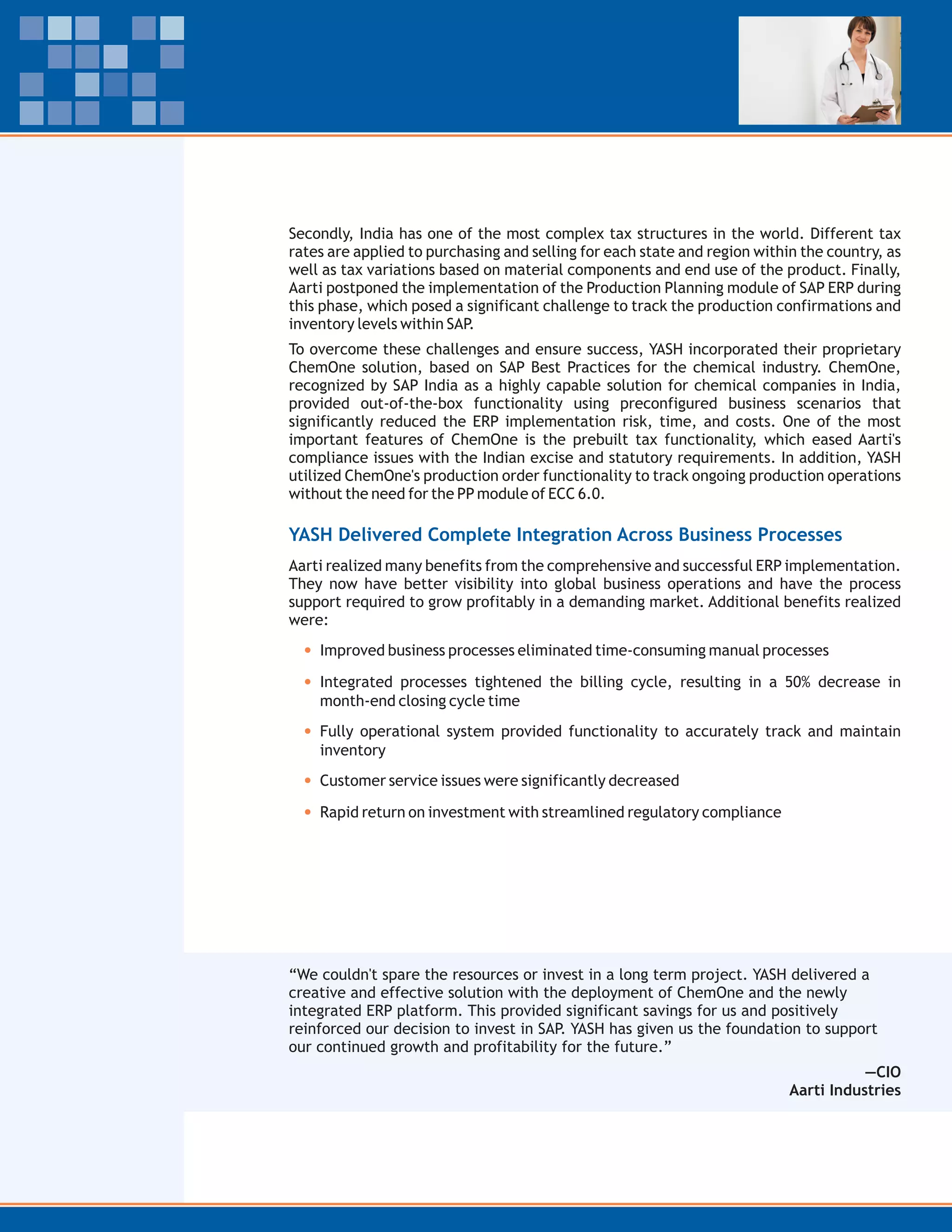 Chemical Company Achieved Operational Excellence with Robust ERP ...