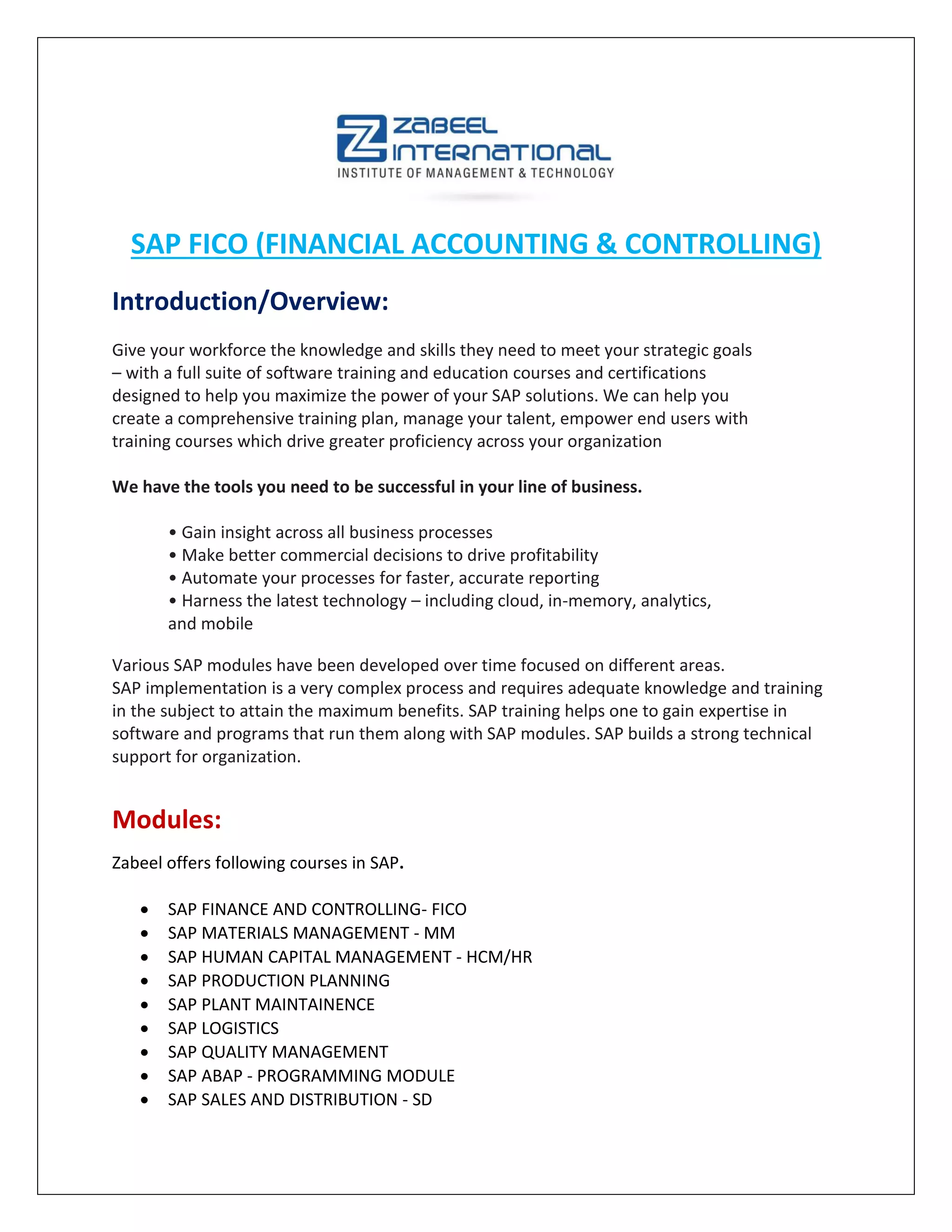 SAP Training | PDF