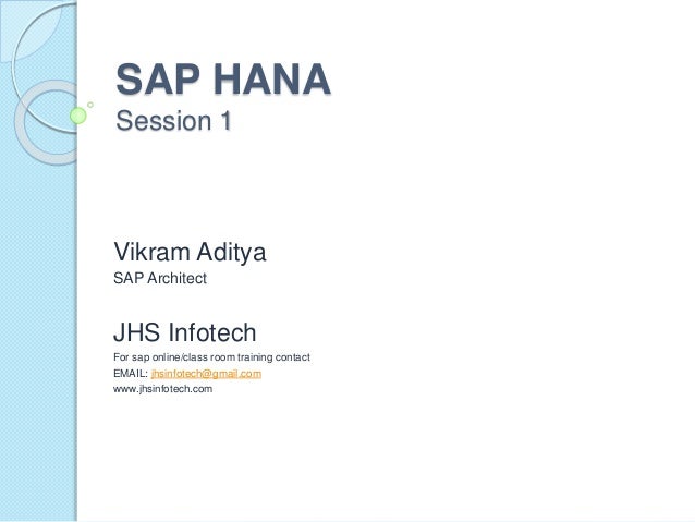 SAP HANA Session1 JH SOFTECH