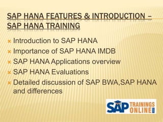 SAP HANA Online Training Course | PPTX | Databases | Computer Software ...