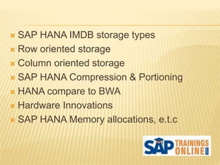 SAP HANA Online Training Course | PPTX | Databases | Computer Software and Applications