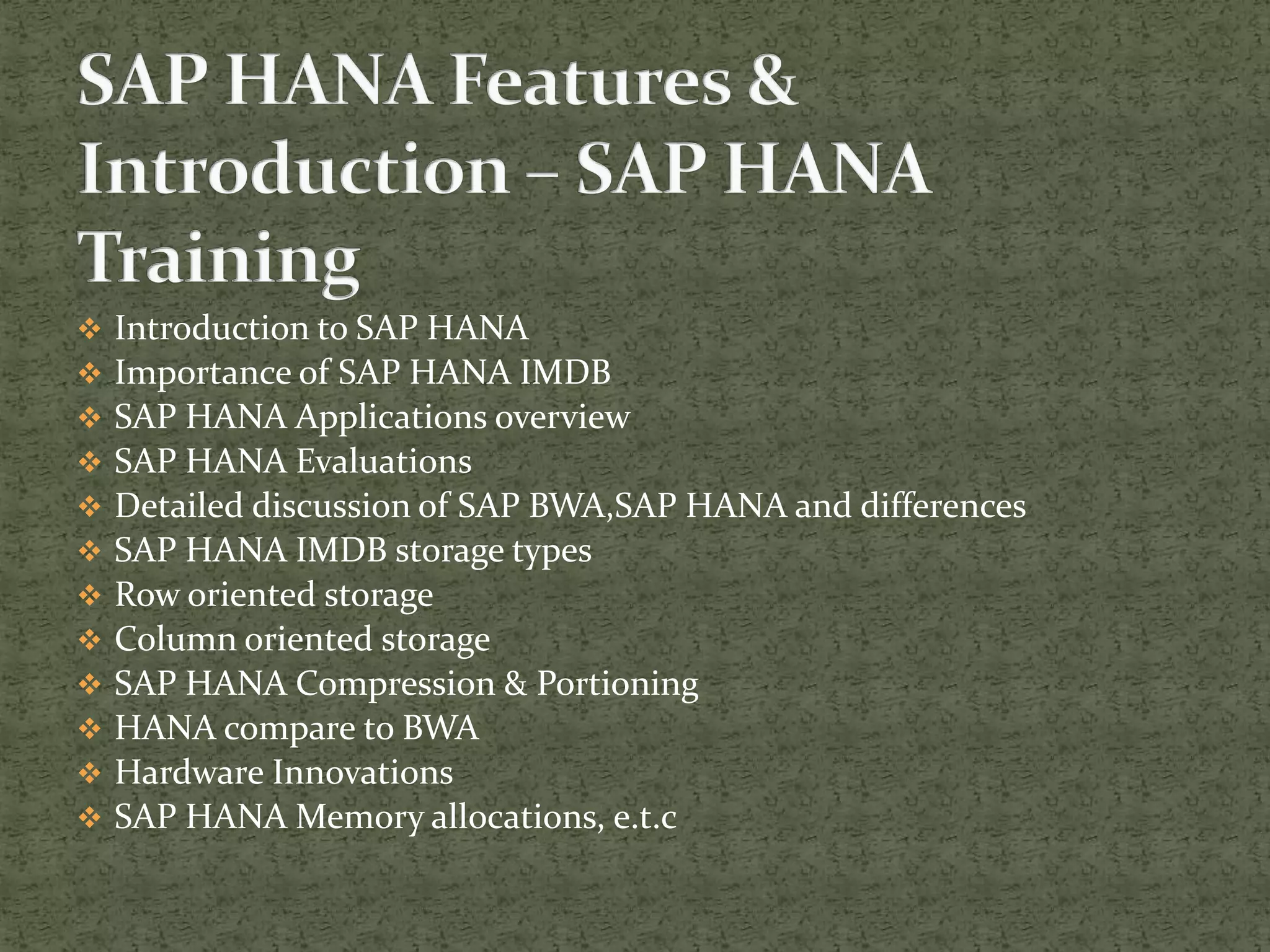 Sap hana online training course ppt | PPT