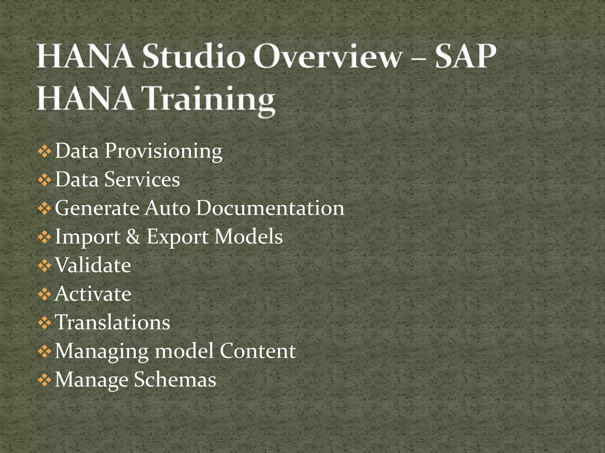 Sap hana online training course ppt | PPTX