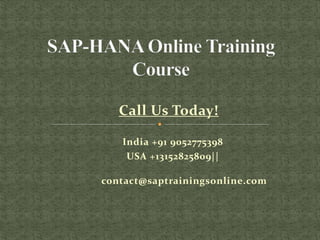 Sap hana online training course ppt | PPT