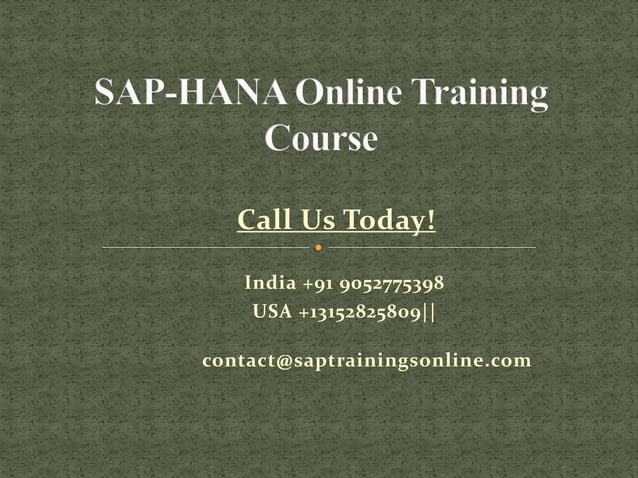 Sap hana online training course ppt | PPT
