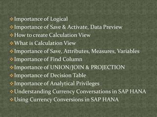 Sap hana online training course ppt | PPT