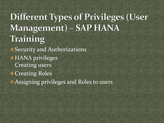 Sap hana online training course ppt | PPT
