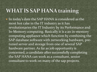 Sap hana online training course ppt | PPT