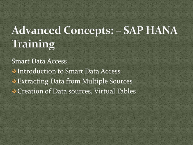 Sap hana online training course ppt | PPT