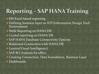 Sap hana online training course ppt | PPT