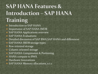 Sap hana online training course ppt | PPT