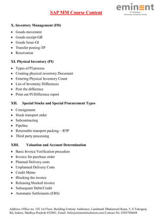 SAP-MM-Course-Content MM Course to Learn SAP | PDF