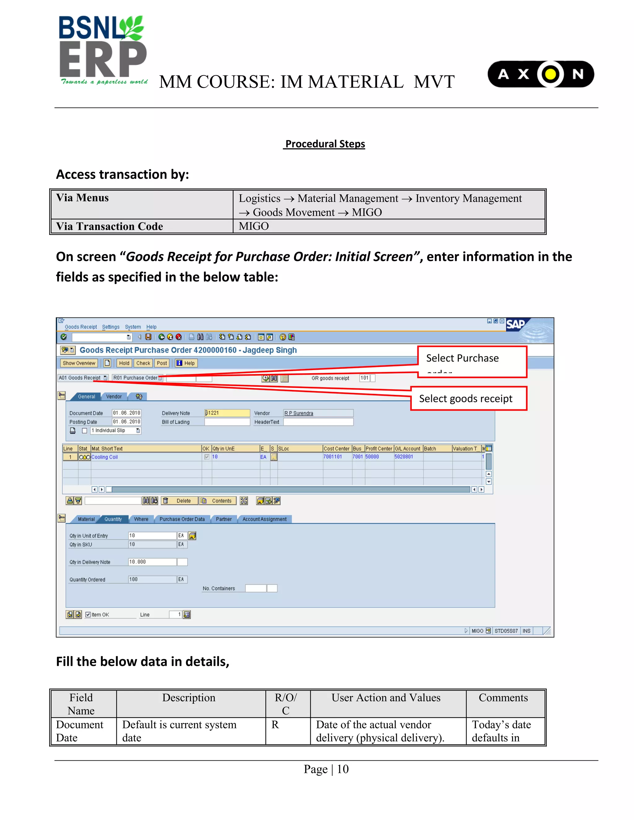 Sap mm-im-goods-movements-user-manual | PDF