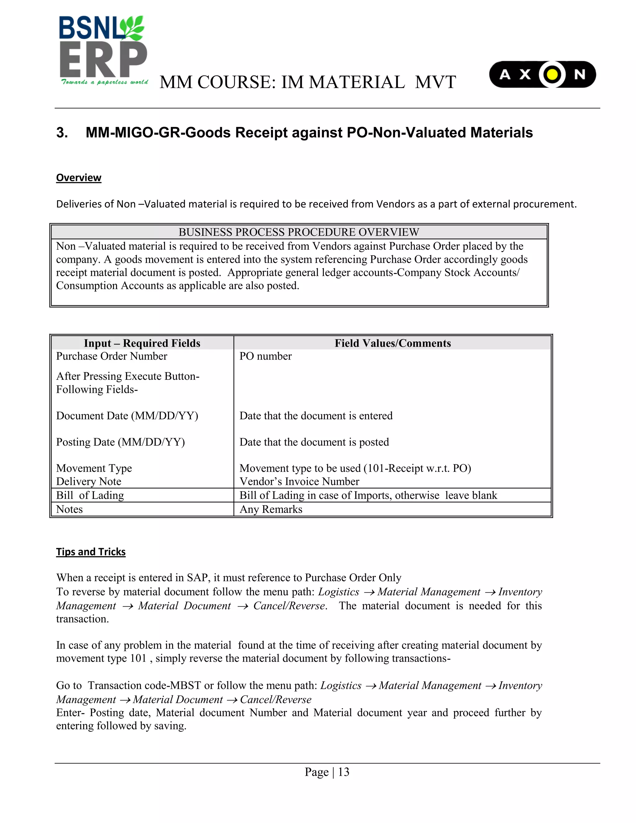 Sap mm-im-goods-movements-user-manual | PDF