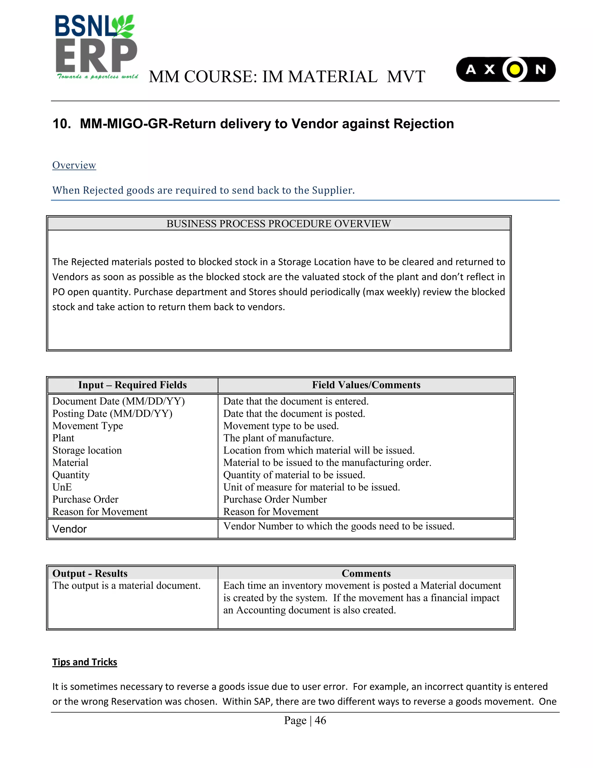 Sap mm-im-goods-movements-user-manual | PDF