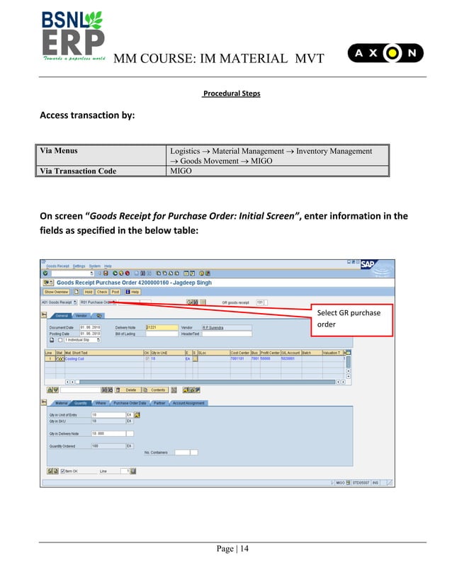 Sap mm-im-goods-movements-user-manual | PDF
