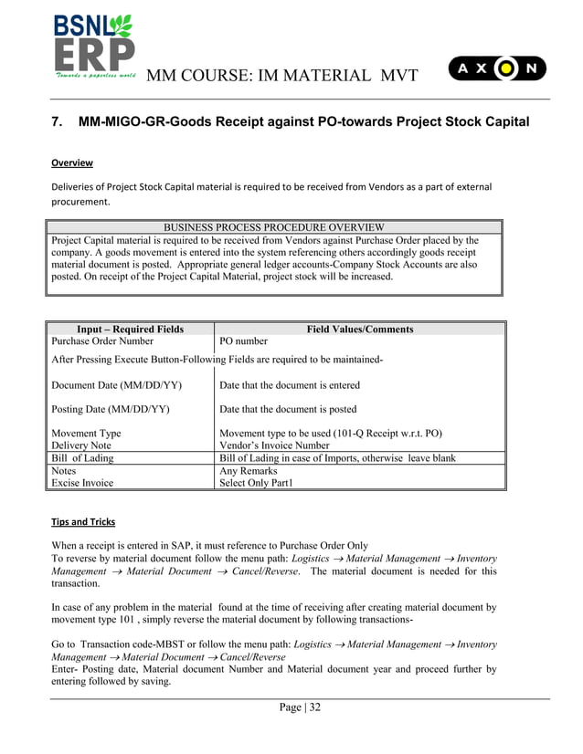 Sap mm-im-goods-movements-user-manual | PDF