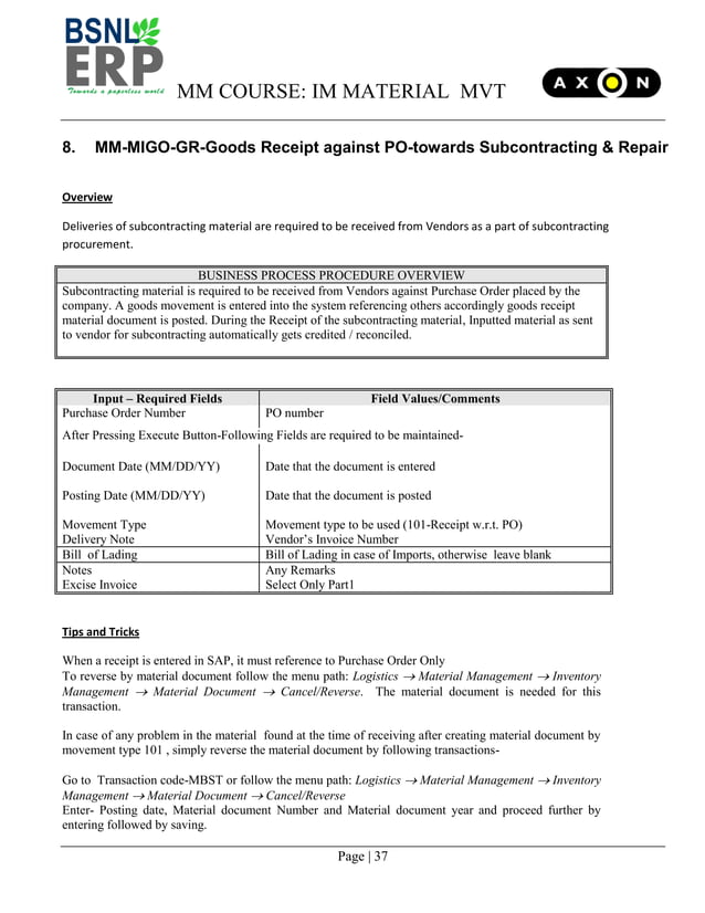 Sap mm-im-goods-movements-user-manual | PDF