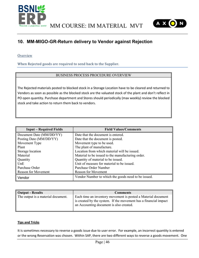 Sap mm-im-goods-movements-user-manual | PDF