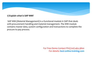 Sap mm interview questions and answers | PPT