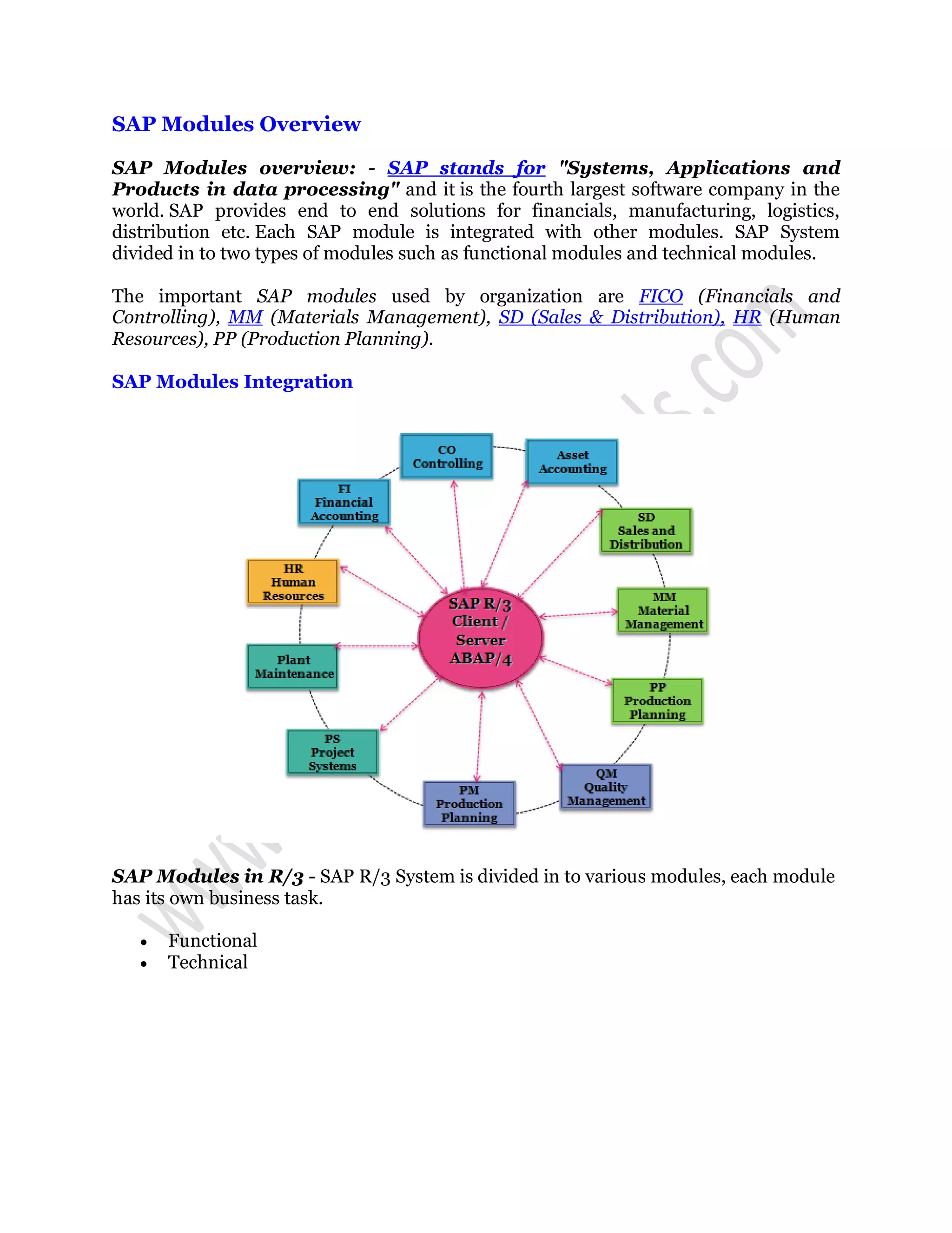 Sap modules-overview | PDF