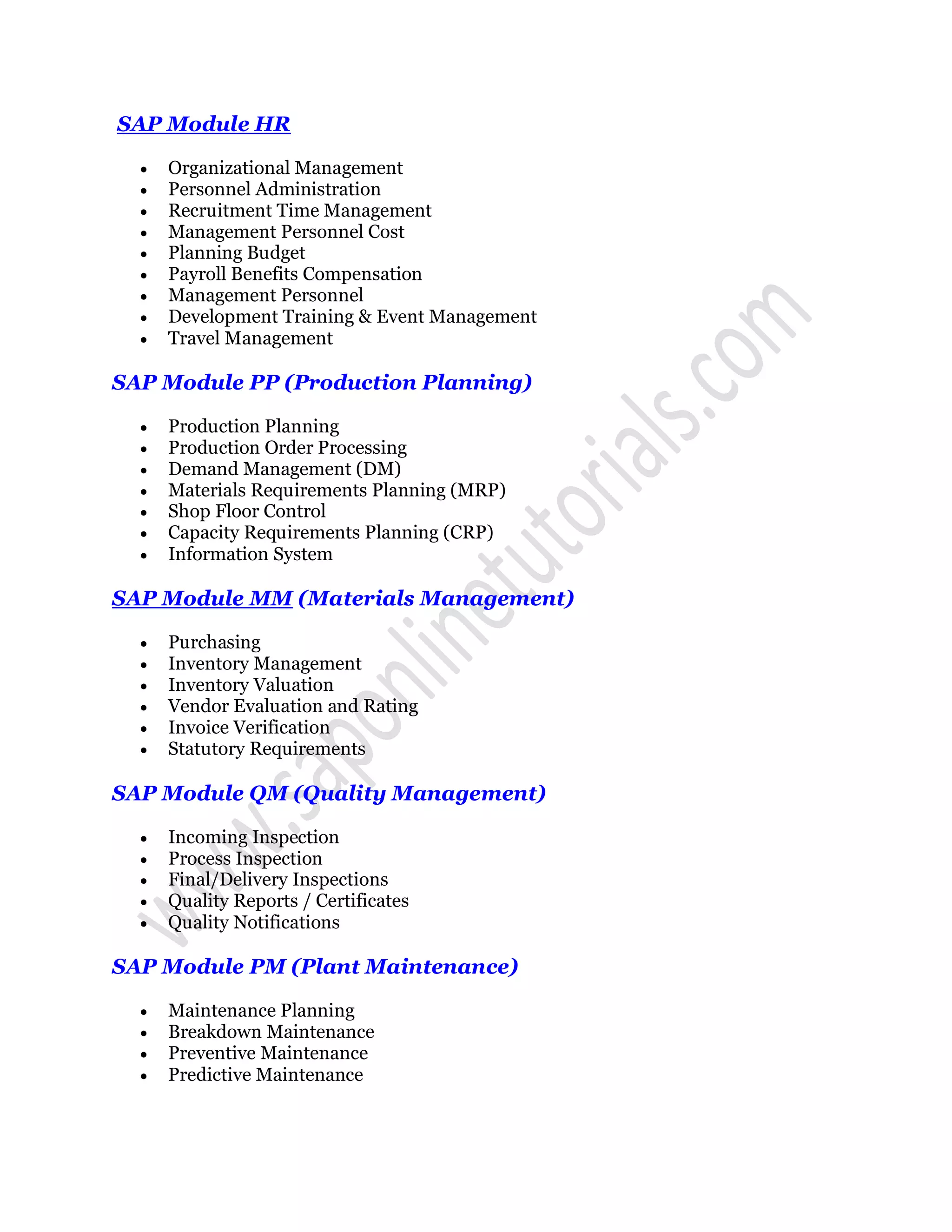 Sap modules-overview | PDF