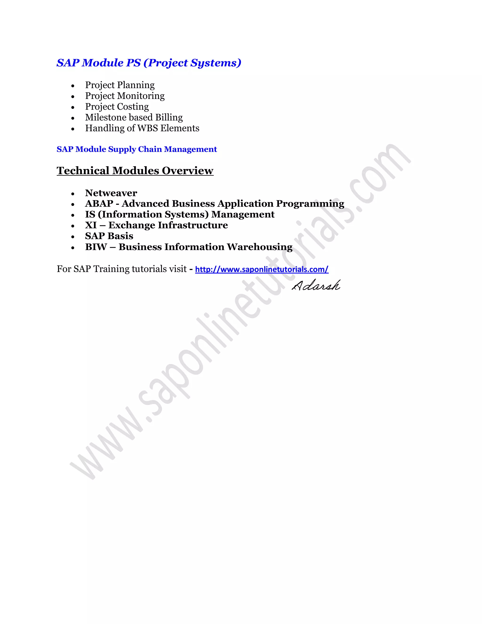 Sap Modules Overview Pdf