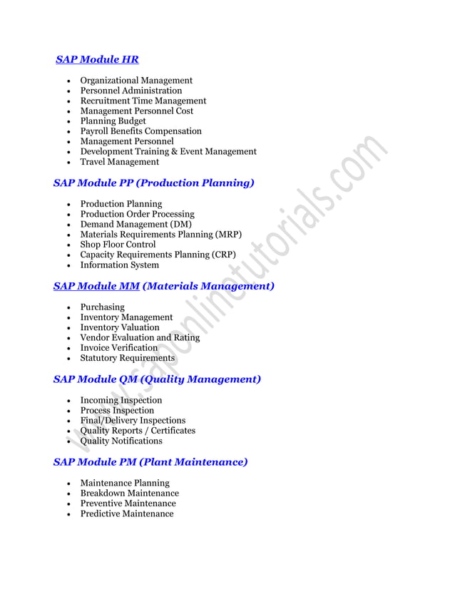 Sap modules-overview | PDF
