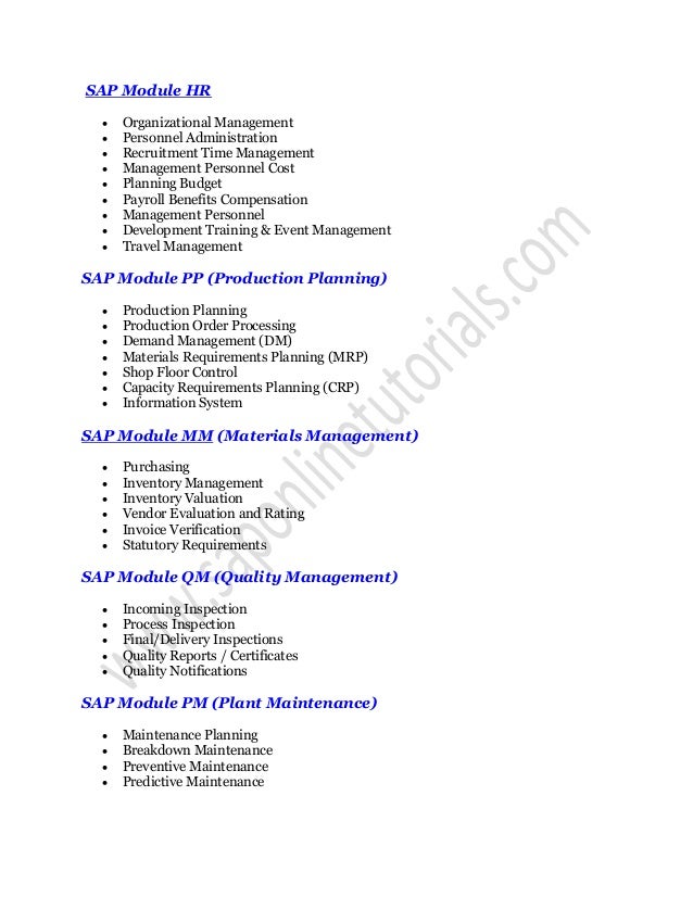 Sap modules-overview