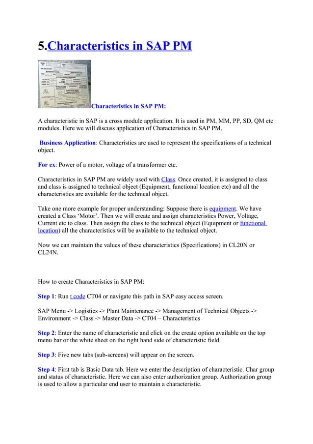 Sap pm-master-data | DOC | Logistics | Business