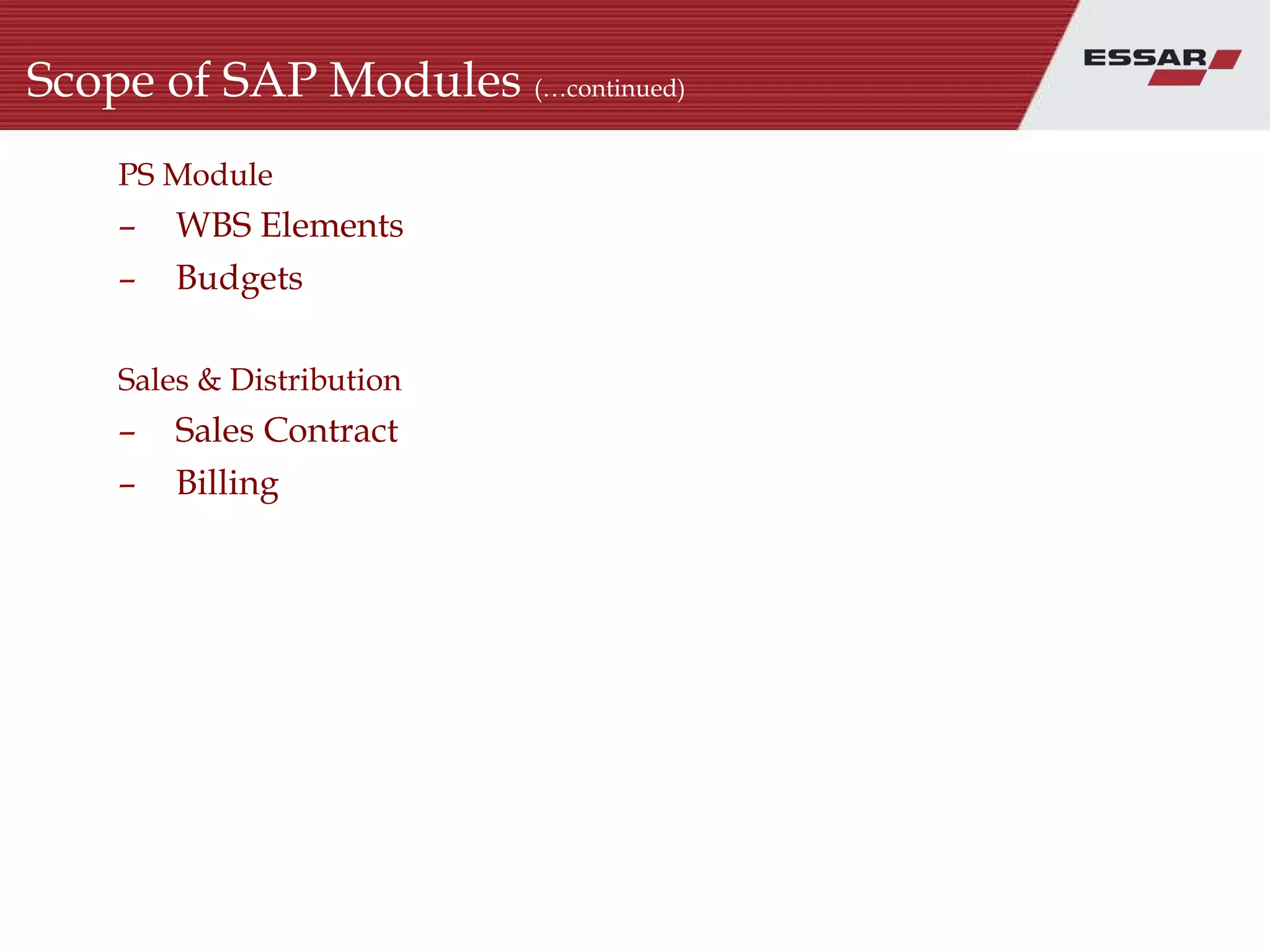 SAP Roadmap in Essar Offshore Subsea Ltd. | PPT | Business | Business ...