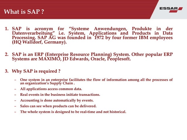 SAP Roadmap in Essar Offshore Subsea Ltd. | PPT | Business | Business ...