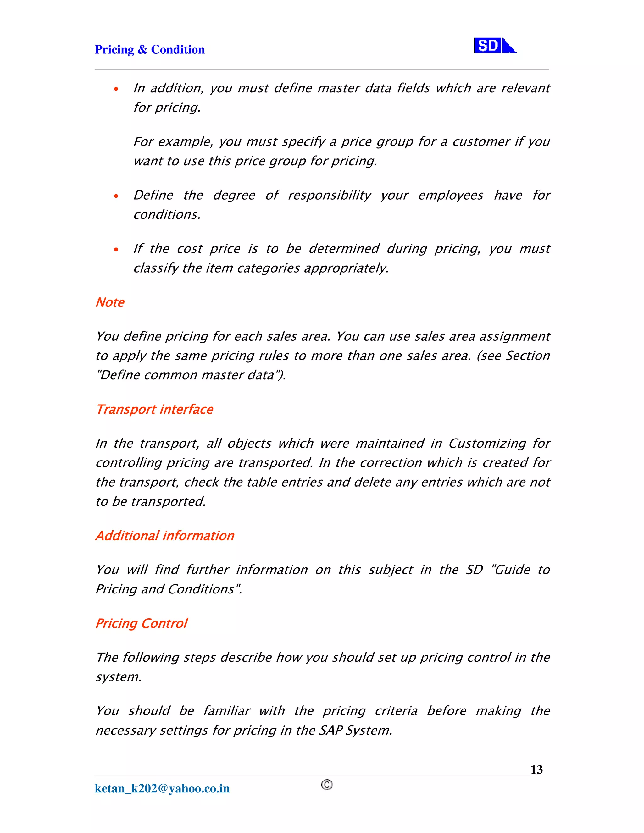 Sap sd-pricing-in-depth-configuration-guide | PDF