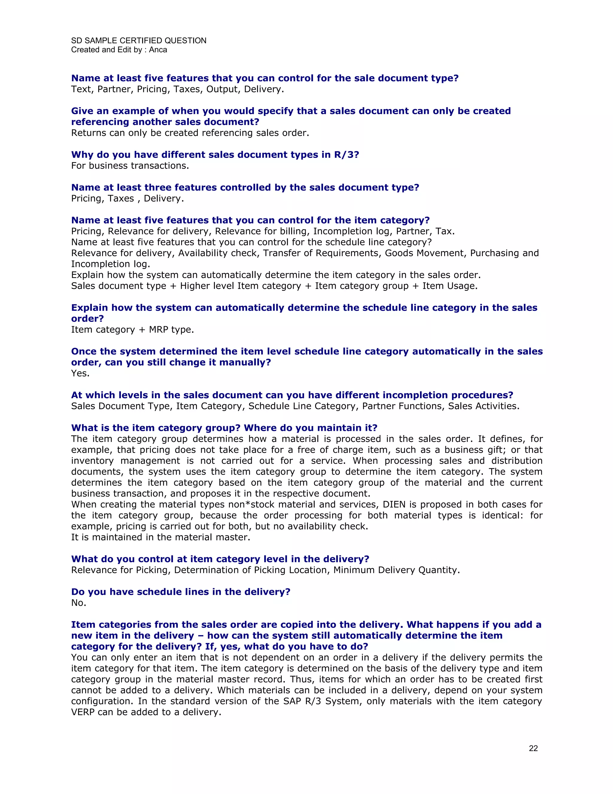 Sap Sd Sample Questions | PDF